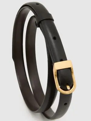 REISS Mila Mini-buckle Leather Belt - Black