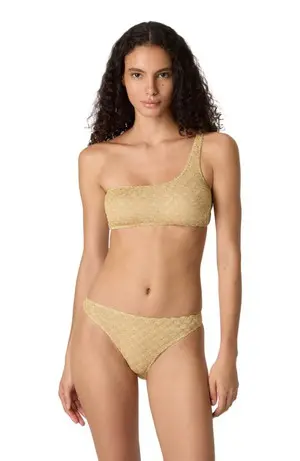 Missoni One-Shoulder Bikini With Raschel Workmanship Gold