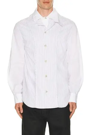 Andersson Bell Open Collar Layered Shirt - White
