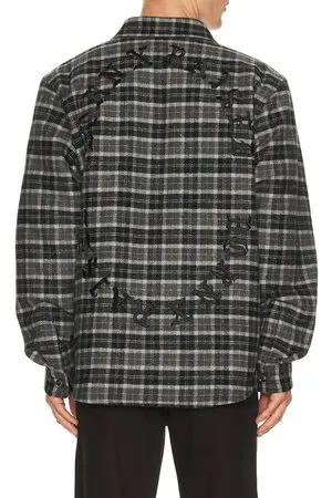 BORN X RAISED Embroidered Flannel Shirt Jacket