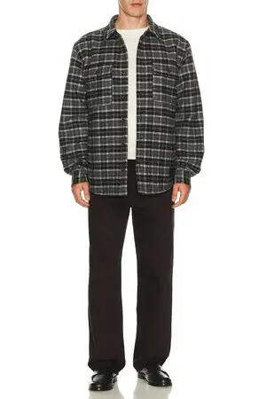 BORN X RAISED Embroidered Flannel Shirt Jacket