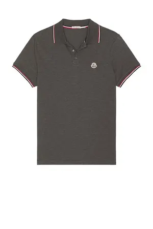 Moncler Polo In Blue - Dark Gray Melange