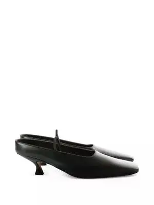 Calvin Klein Leather Mules With Cone Heel
