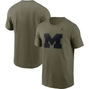 JORDAN BRAND Michigan Wolverines Primetime Logo Dri-fit T-shirt - Olive
