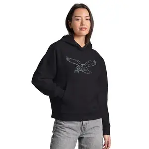 STARTER Philadelphia Eagles Rhinestone Relaxed Hoodie - Black