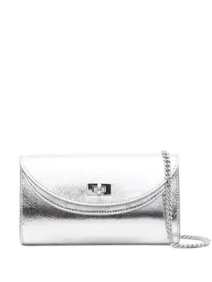 Sandro Mambo Metallic Leather Clutch Bag With Chain Strap