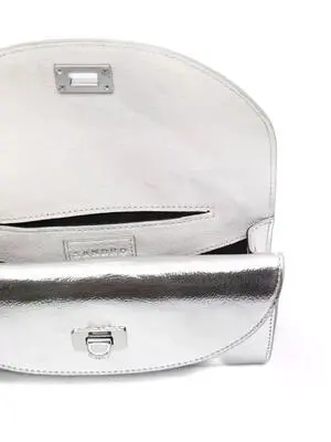 Sandro Mambo Metallic Leather Clutch Bag With Chain Strap