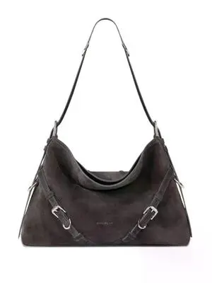 Givenchy Voyou Buckle Leather Shoulder Bag - Grey
