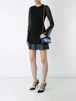 David Koma Mesh Sleeve Flared Mini Dress