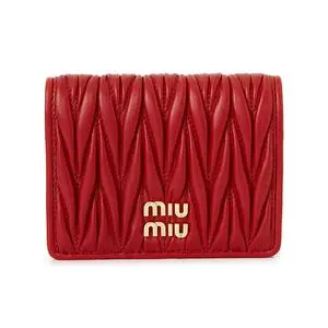 Miu Miu Matelasse Short Wallet - Red