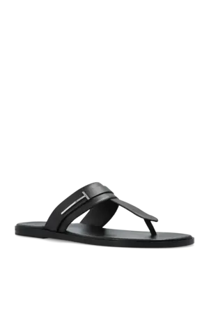 TOM FORD Leather Slides - Black