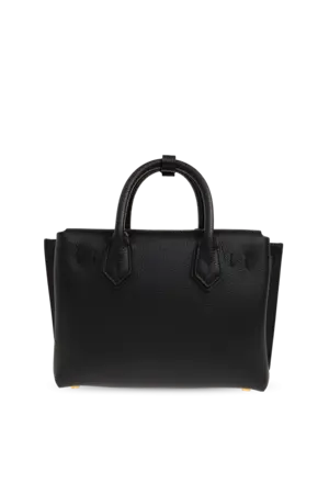 Mcm Leather Handheld Bag With Logo - Black