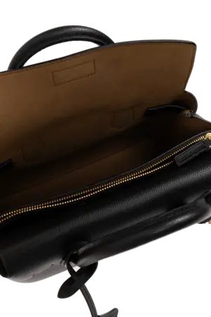 Mcm Leather Handheld Bag With Logo - Black