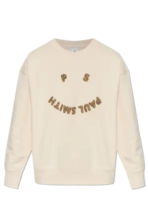 Paul Smith Sweatshirt With Logo Appliqu - Cream