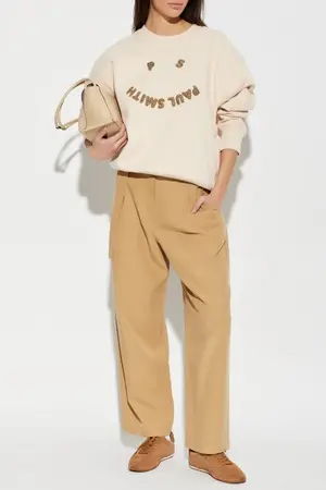 Paul Smith Sweatshirt With Logo Appliqu - Cream