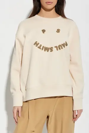 Paul Smith Sweatshirt With Logo Appliqu - Cream