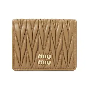 Miu Miu Matelasse Short Wallet - Brown