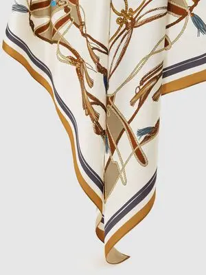 REISS Mila Silk Printed Scarf