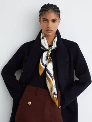 REISS Mila Silk Printed Scarf