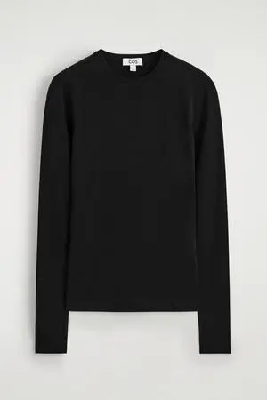 Cos Cotton Long-sleeved Top - Black