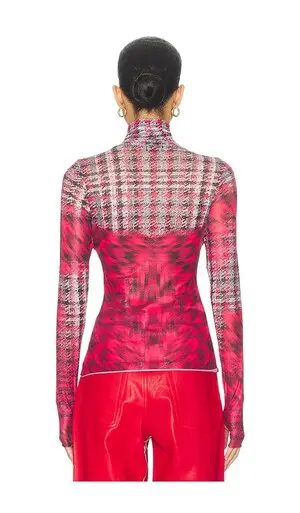 AFRM Zadie Long Sleeve Top - Ruby Houndstooth