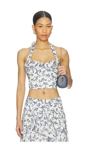 Posse Rue Halter Top - Blue Baroque