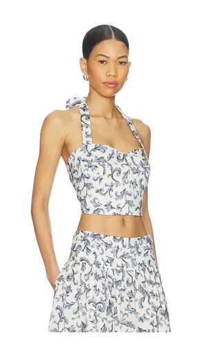 Posse Rue Halter Top - Blue Baroque