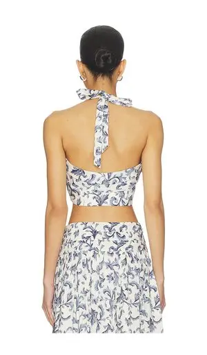 Posse Rue Halter Top - Blue Baroque