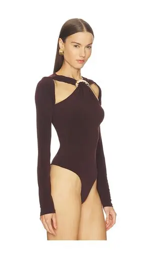 LOVERS AND FRIENDS Noelle Bodysuit With Front Cutouts And Gold-tone Metal Loop Accent