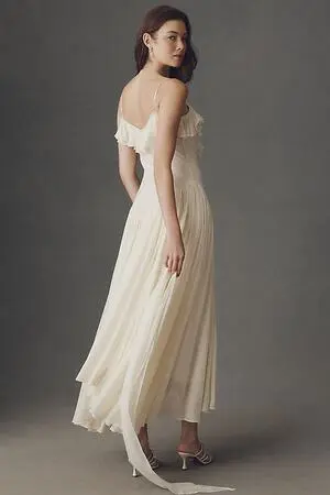 DE LA VALI Harmattan Basque-waist Scarf Maxi Dress