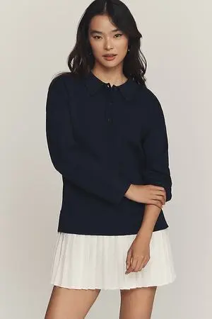 English Factory Collared Long-sleeve Mini Dress - Navy