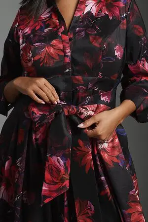 Adrianna Papell Long-sleeve Midi Shirt Dress