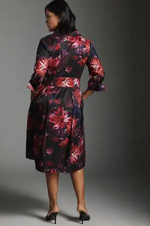 Adrianna Papell Long-sleeve Midi Shirt Dress