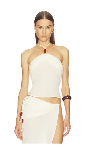 Magda Butrym Top With Beaded Detailing - Cream