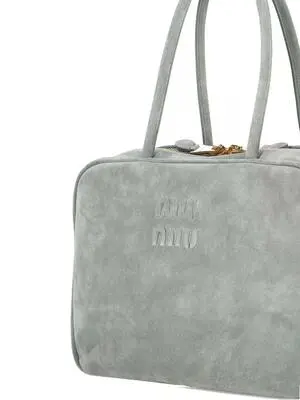 Miu Miu Embossed Logo Suede Tote
