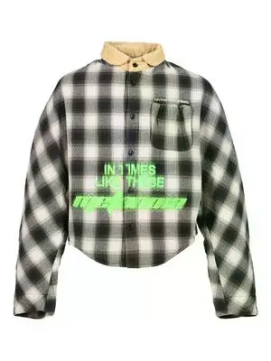RRR123 Check-pattern Corduroy-collar Shirt