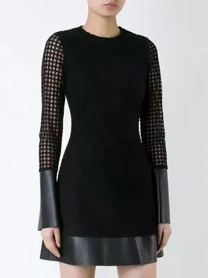 David Koma Mesh Sleeve Flared Mini Dress