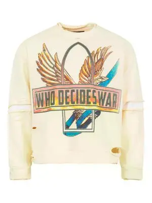 WHO DECIDES WAR BY EV BRAVADO Ribbon-tour Distressed Sweater - Neutrals