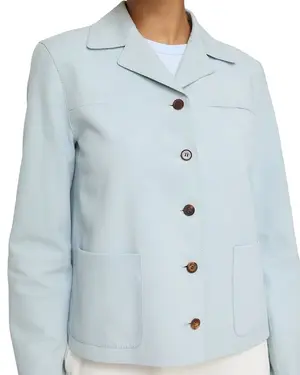 Lafayette 148 New York Notch Lapel Patch Pocket Jacket - Glacier Blue