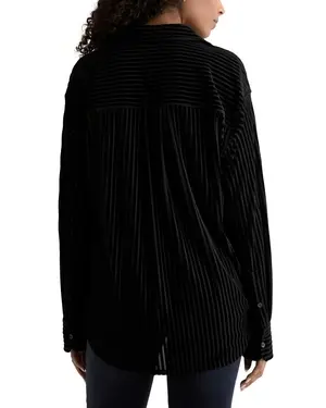 Ag Flocked Velvet Striped Shirt