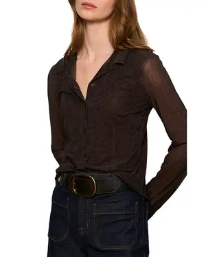 Sanctuary Fitted Mesh Top - Espresso