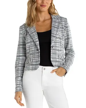 LIVERPOOL Cropped Blazer - Plaid