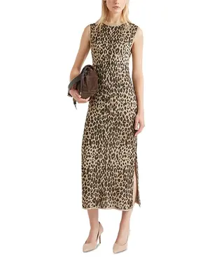 Marella Sleeveless Jacquard Dress - Beige