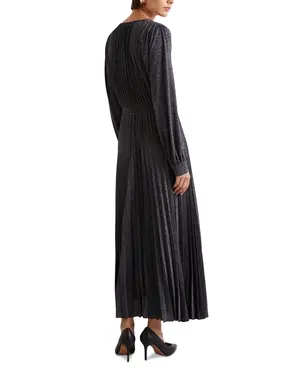 Marella Pleated Metallic Threaded Dress