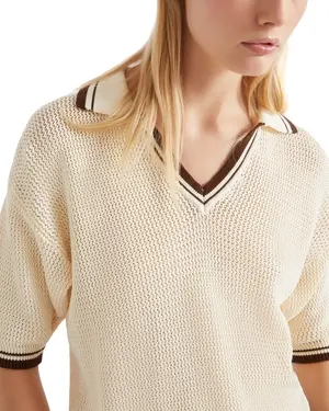 Marella Collared Half-sleeve Knit Top