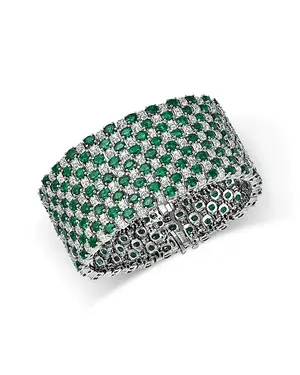 Bloomingdale'S Emerald & Diamond Multirow Bracelet - Green/white