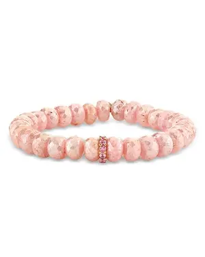SYDNEY EVAN 14k Yellow Gold Pink Sapphire And Pink Grapolite Rondelle Bracelet - Pink/gold