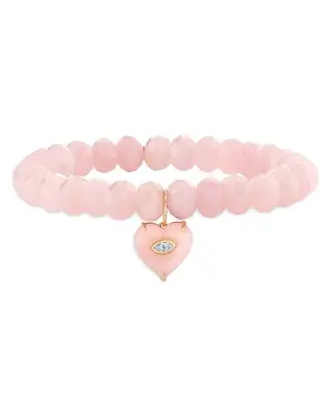 SYDNEY EVAN 14k Yellow Gold Diamond, Opal & Rose Quartz Bracelet - Pink