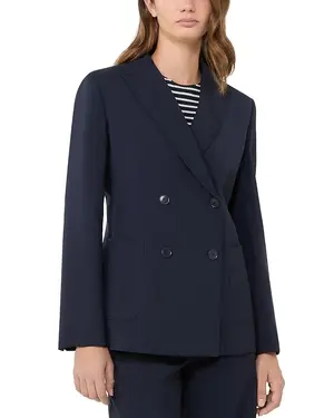 Max Mara Wkdzinnia Double Breasted Blazer - Navy