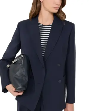 Max Mara Wkdzinnia Double Breasted Blazer - Navy